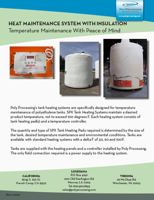 Polyethylene Tank Heat Maintenance System Information Sheet