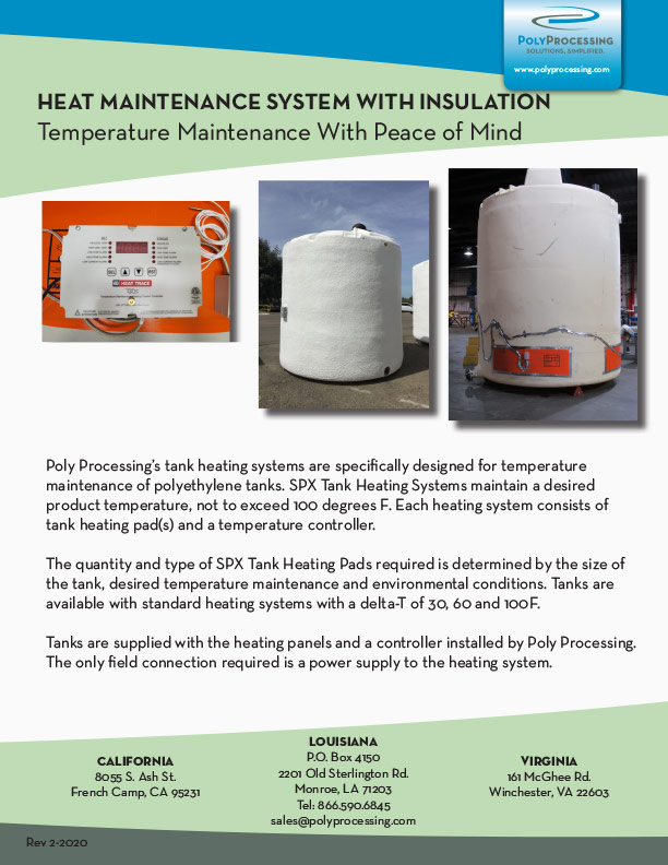Polyethylene Tank Heat Maintenance System Information Sheet